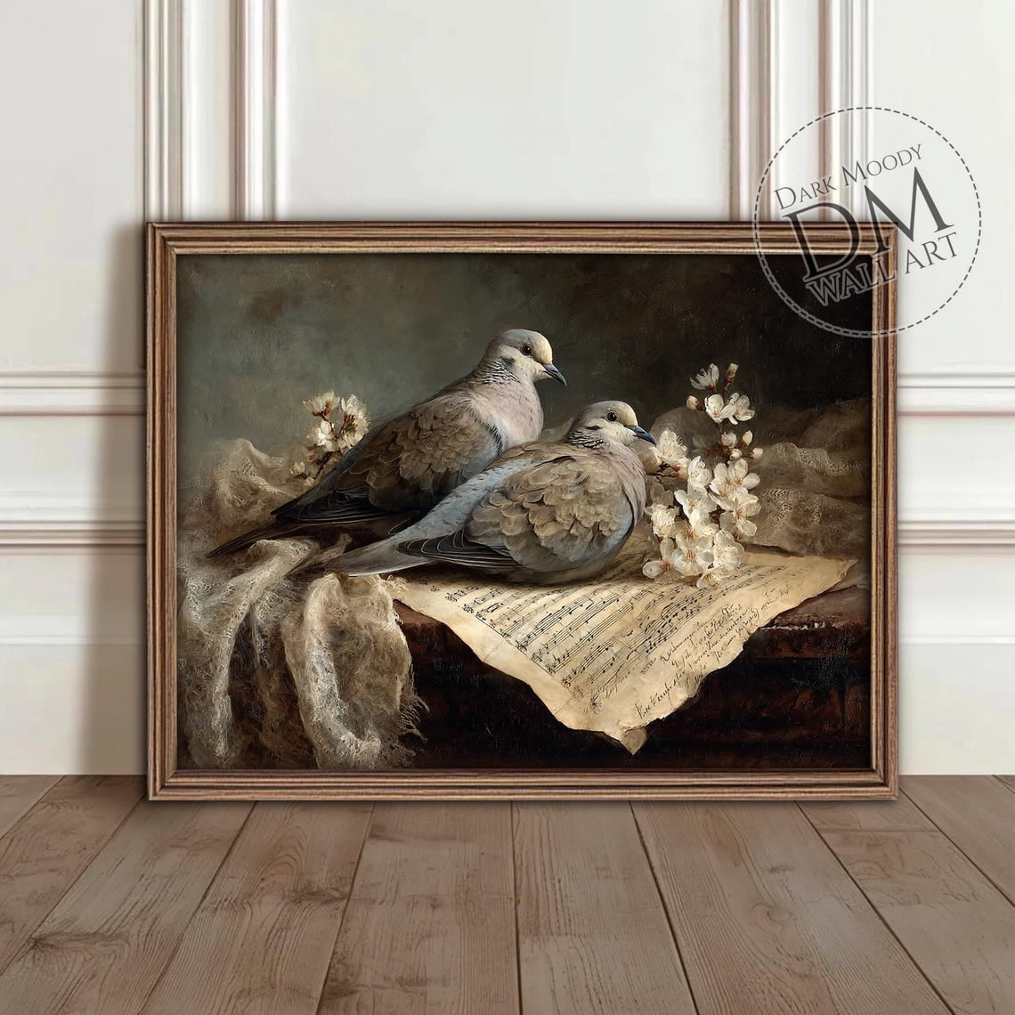 Victorian Dark Academia Doves Still Life, Dark Moody Wall Art, Romantic ...