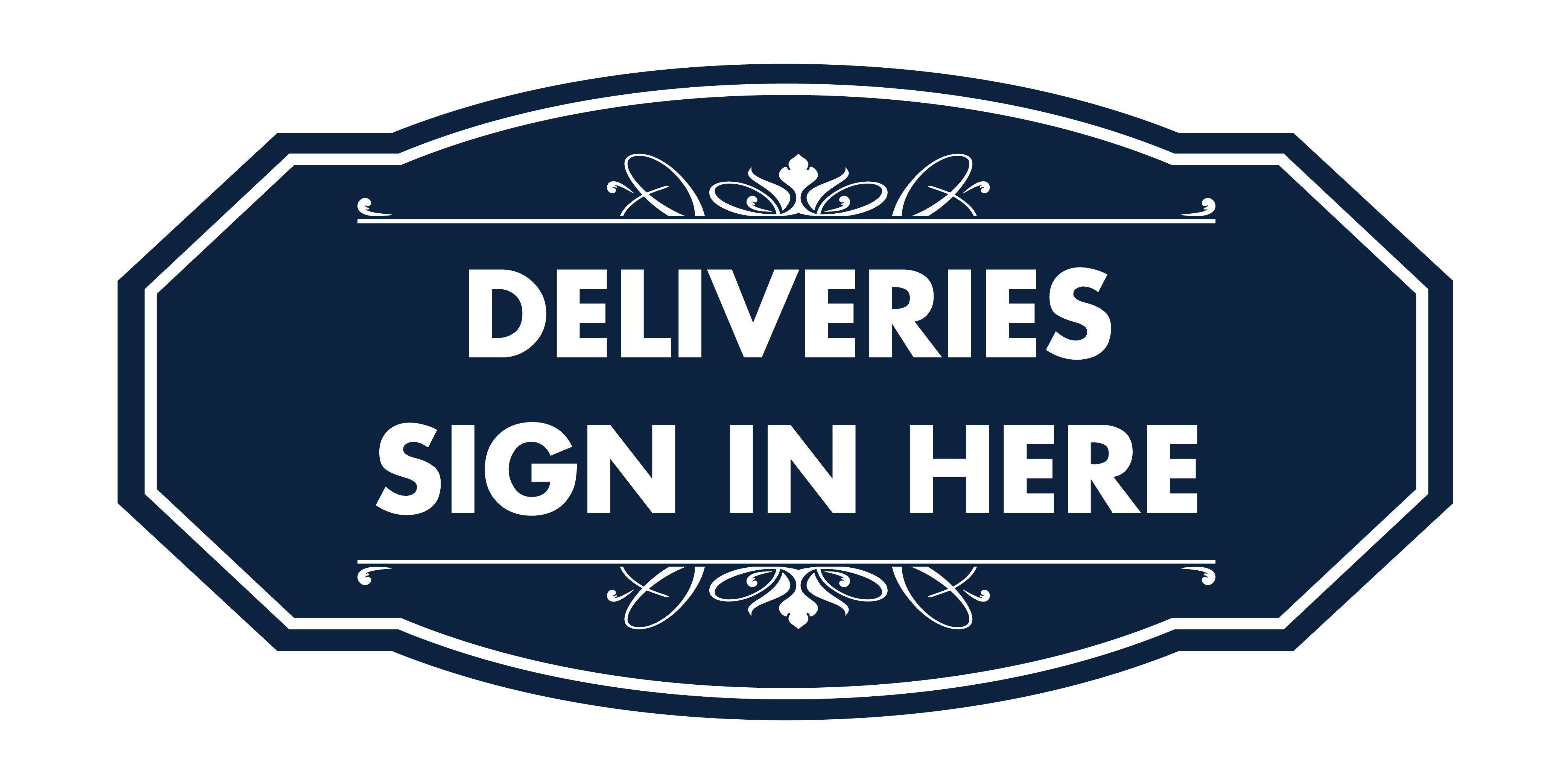 Victorian Deliveries Sign in Here Sign (Navy Blue / White) - Large ...