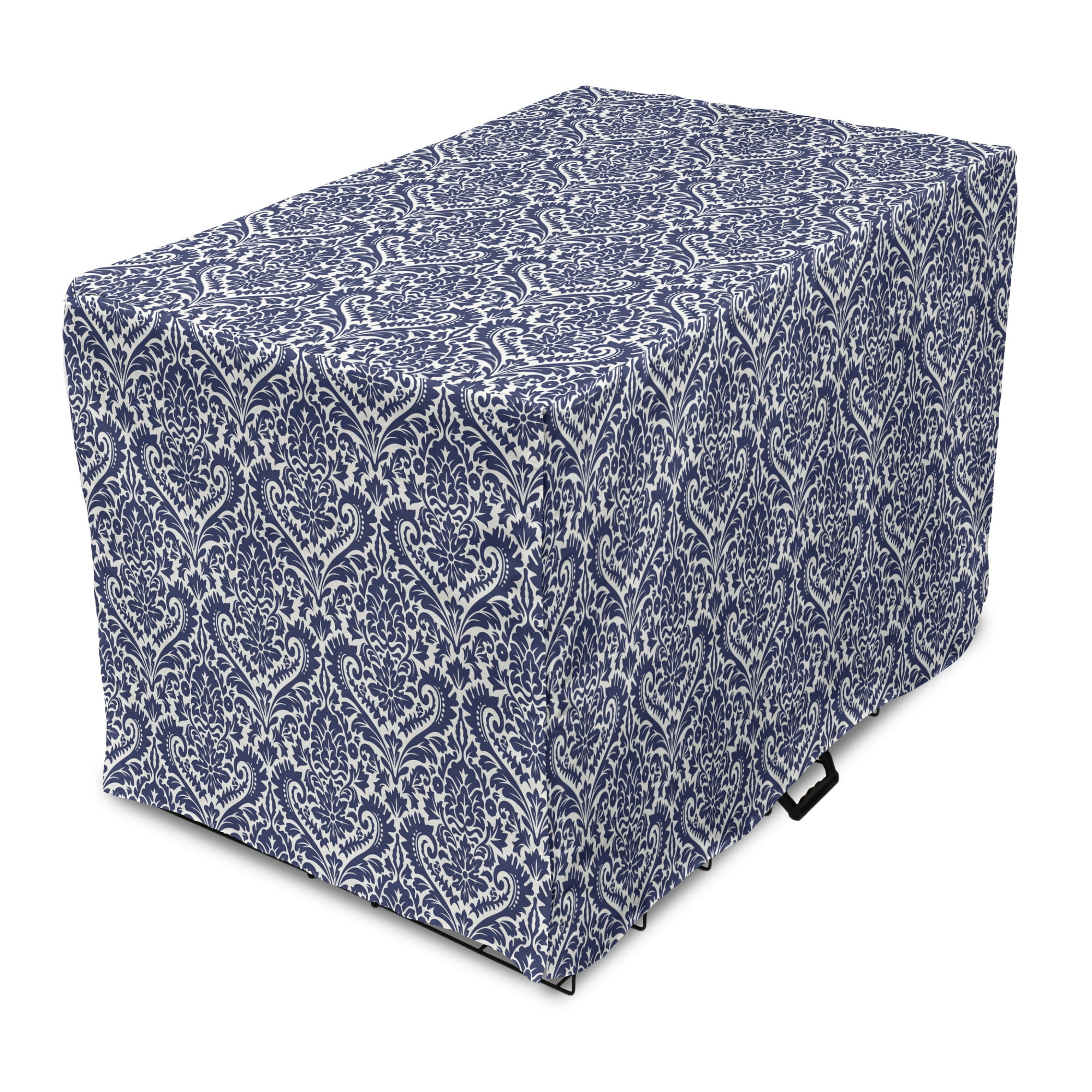 Victorian Dog Crate Cover, Baroque Damask Motif of Curved Flowers ...