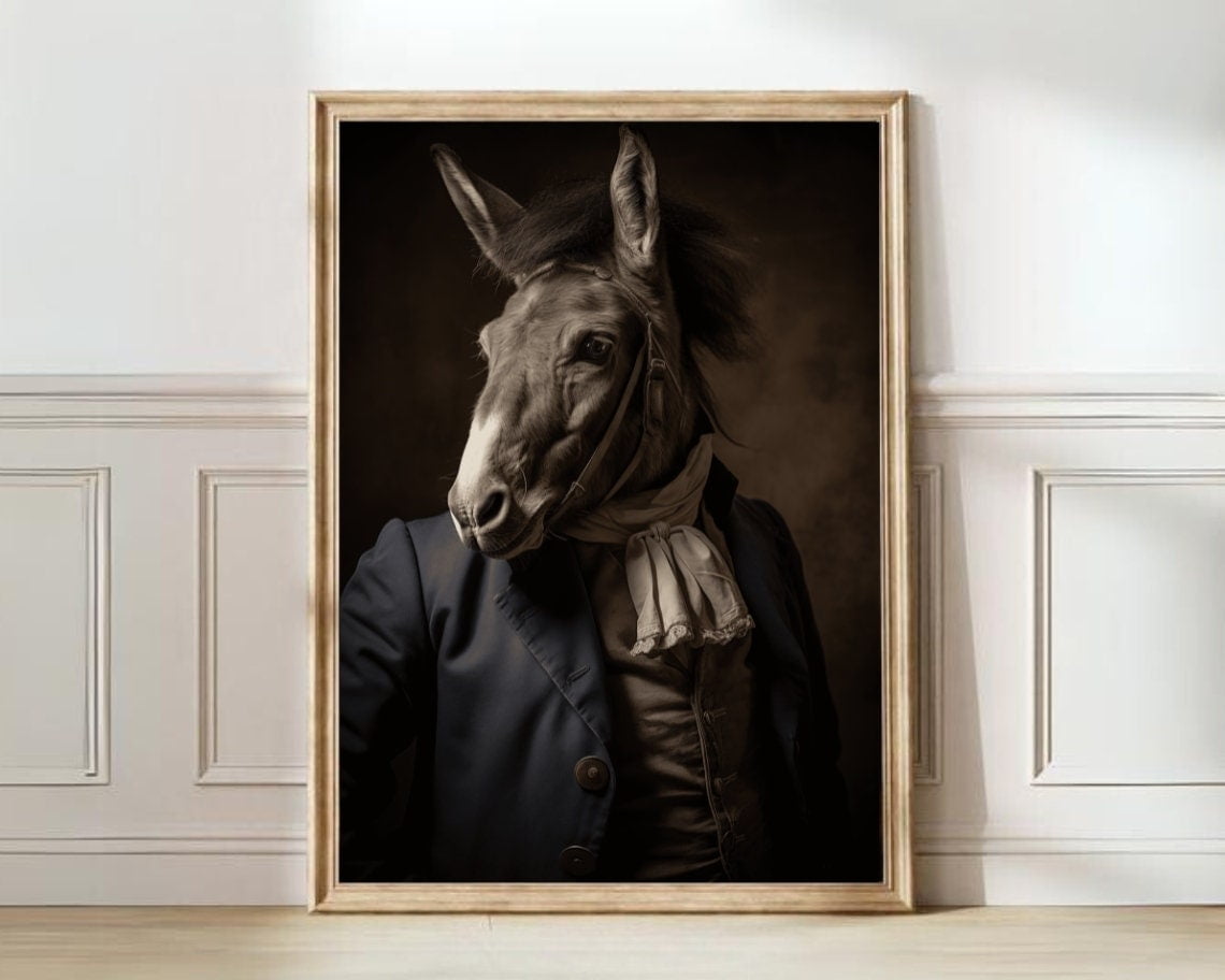 Victorian Donkey Print Donkey Poster Vintage Animal Portrait Horse ...