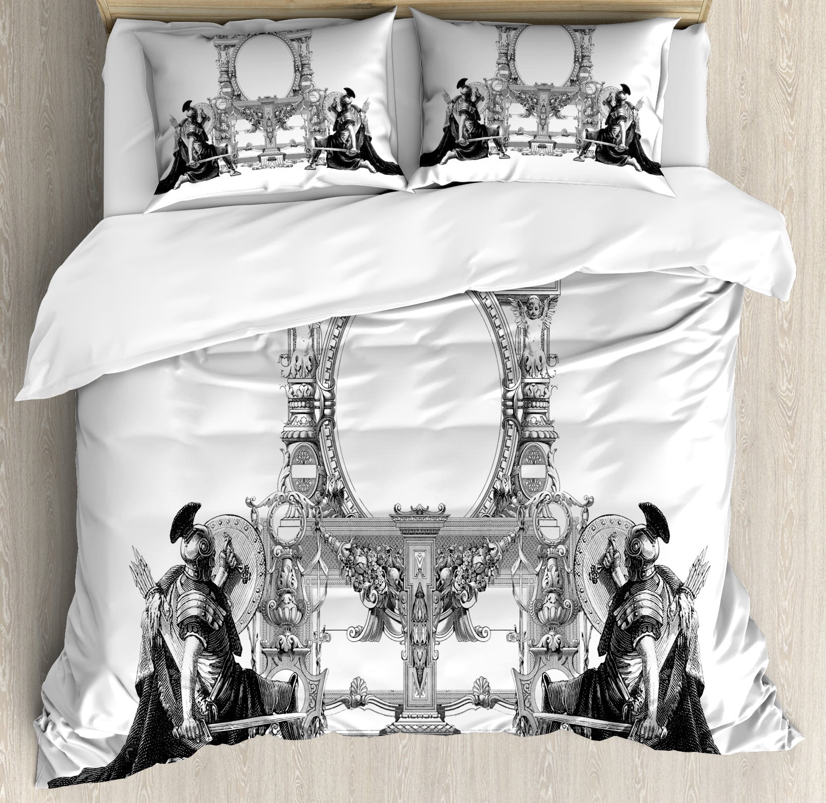 Victorian Duvet Cover Set, Victorian Frame with a Gladiator Warrior ...