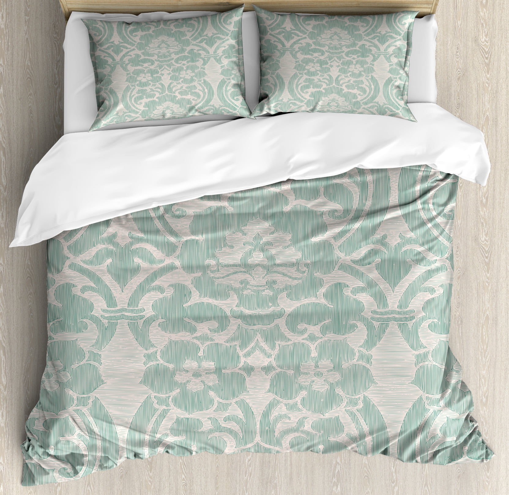 Victorian Duvet Cover Set, Traditional Middle Eastern Floral Pattern in ...