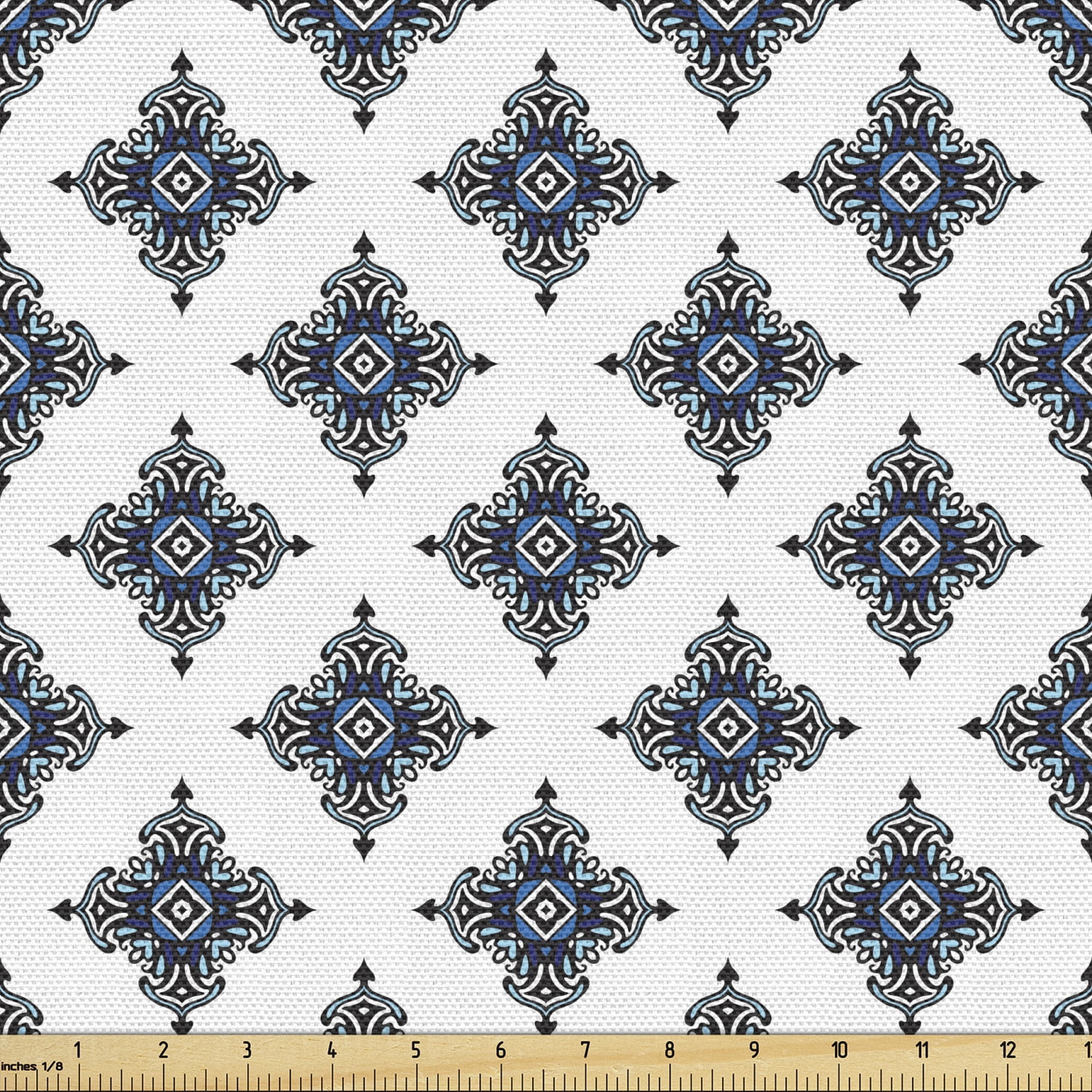 Ambesonne Damask Fabric by the Yard Upholstery, Royal Baroque Motifs, 5 ...