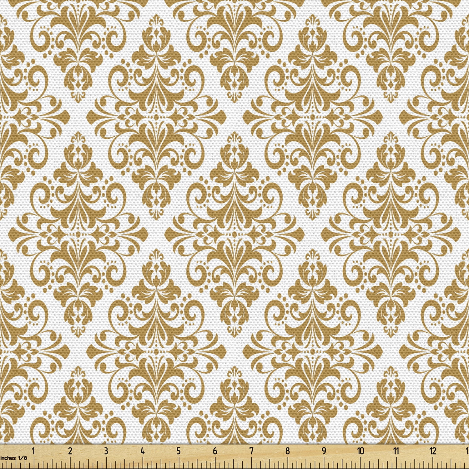 Ambesonne Victorian Fabric by the Yard Upholstery, Baroque Swirly ...