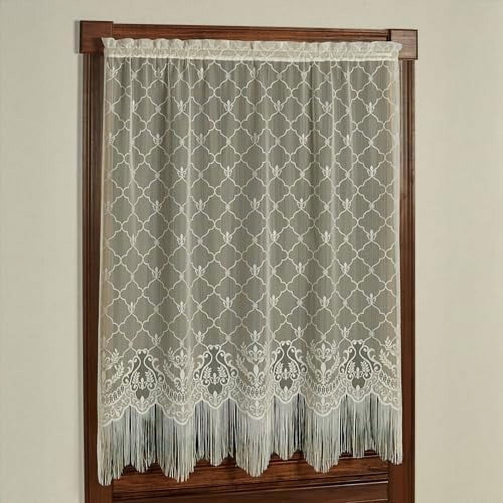 Victorian Fleur de Lis Ivory Lace Window Treatment Curtain Panel 56 x ...