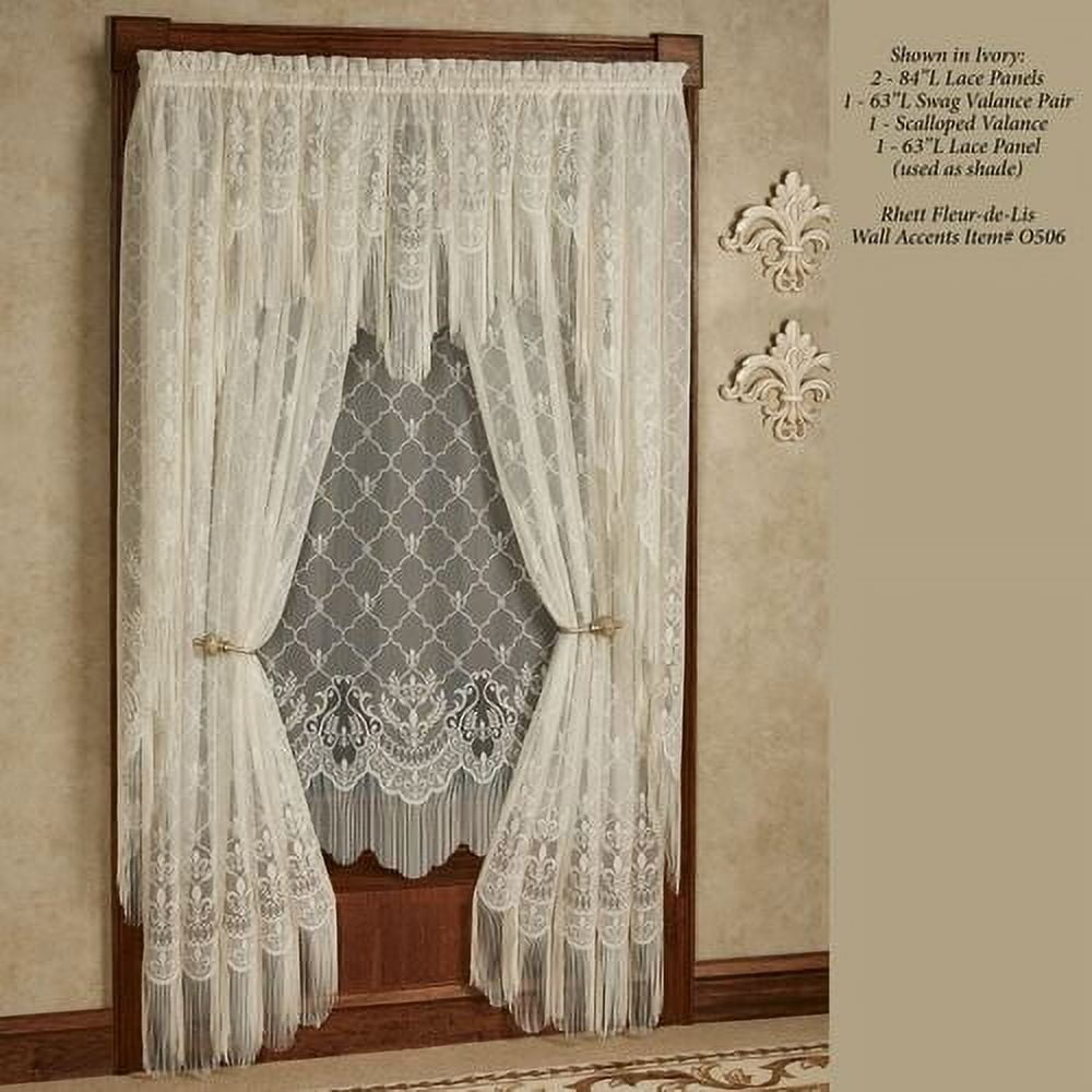 Touch of Class Victorian Ivory Floral Lace Rod Pocket Curtain, 56 x 63 ...