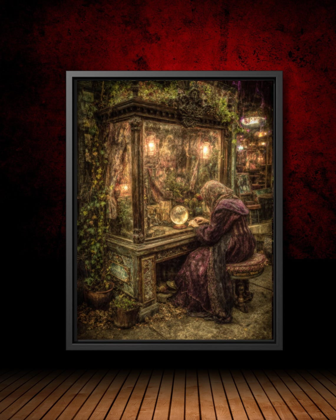 Victorian Fortune Teller Wall Art Poster, Gothic Psychic Crystal Ball ...