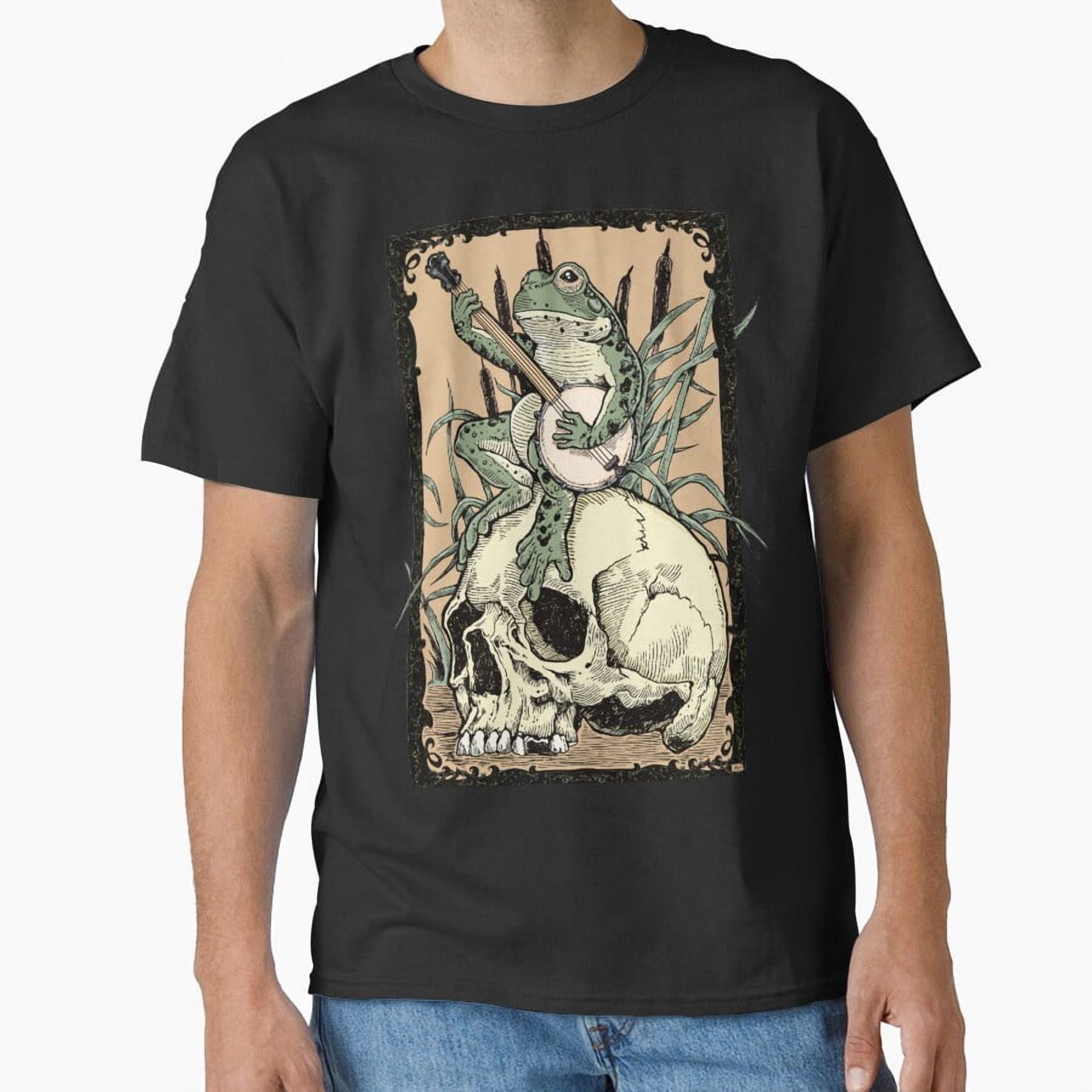 Victorian Frog Playing Banjo Funny Animal Art H34445 T-Shirt, for Men ...