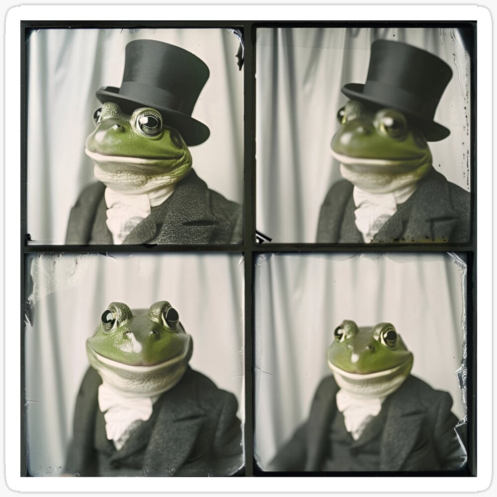 Victorian Frog In Top Hat Whimsical Photobooth Animal Art Stickerphone ...