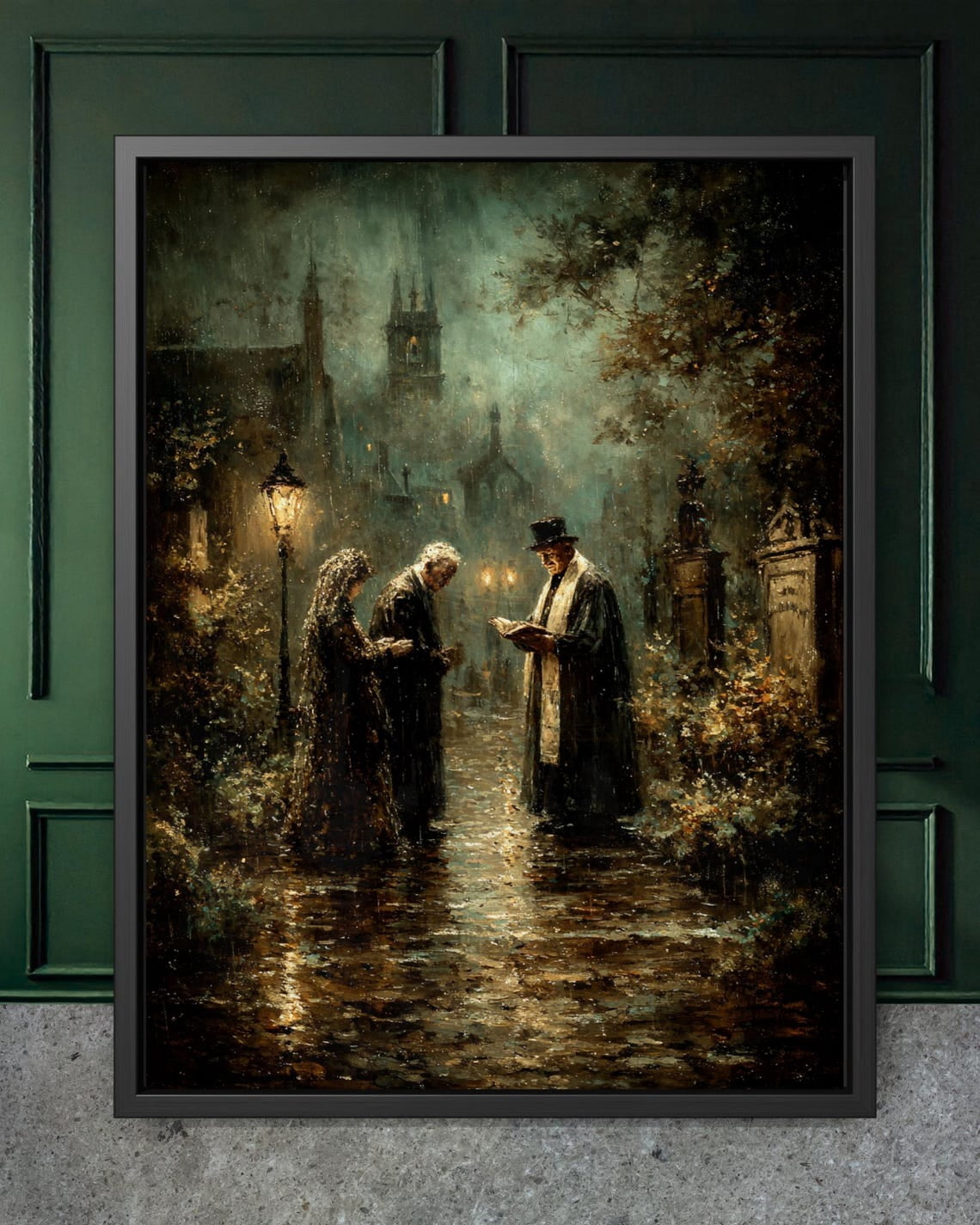 Victorian Funeral Blessing Art Poster, Foggy London Night, Vicar ...
