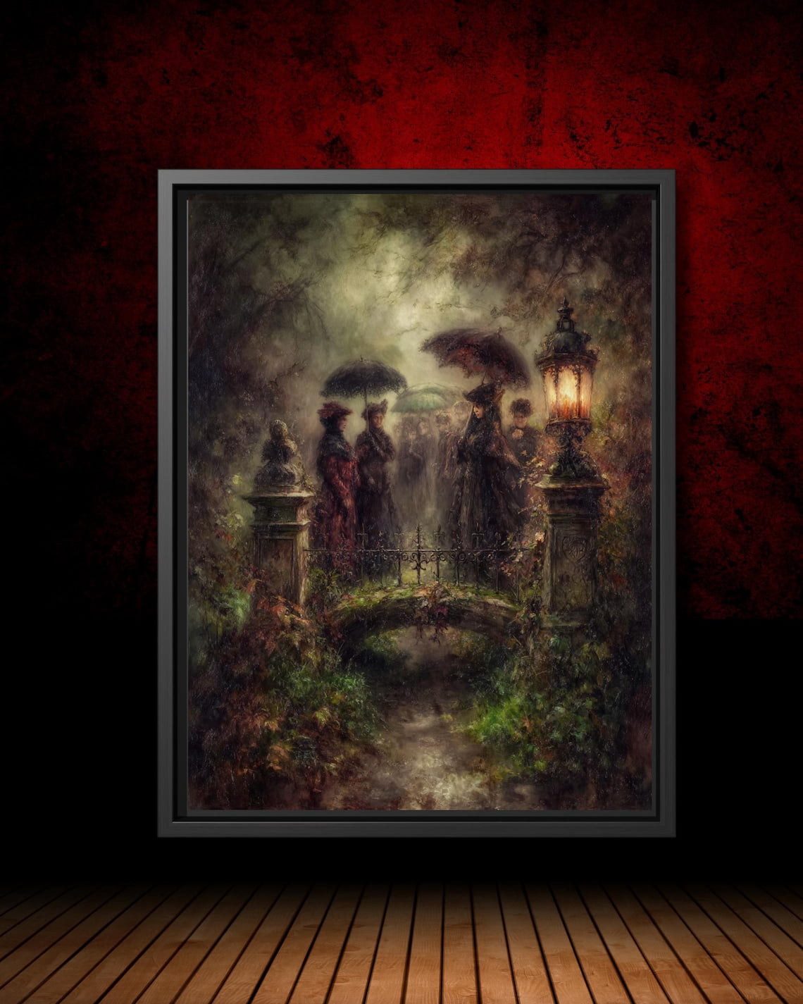 Victorian Funeral Procession Wall Art Dark Academia Umbrella Gathering ...