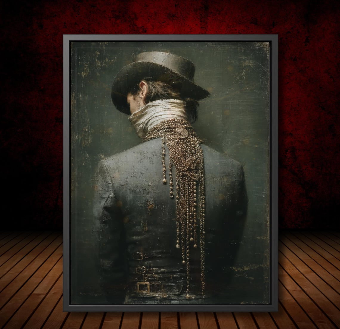 Victorian Gentleman Portrait Poster Dark Wall Art, Steampunk Back View ...
