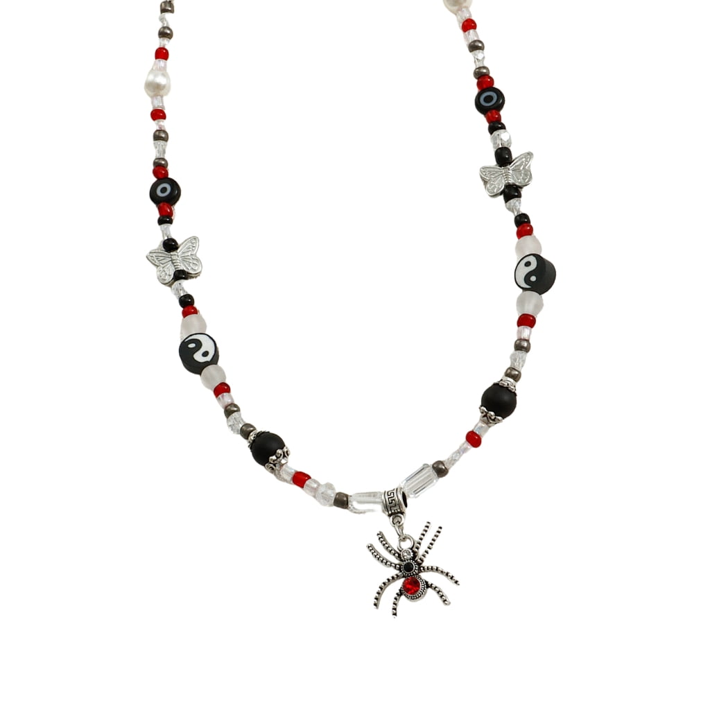 Victorian Gothic Diamonds Spiders Necklace With Chain Charm Handmade ...
