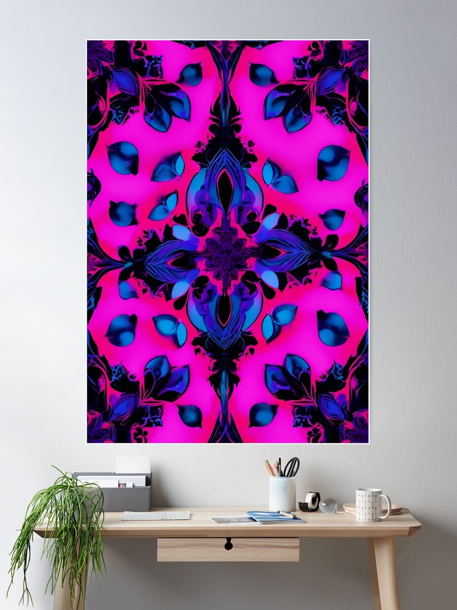 Victorian Gothic Neon Floral Â€“ Dark Baroque Botanical Pattern Poster ...