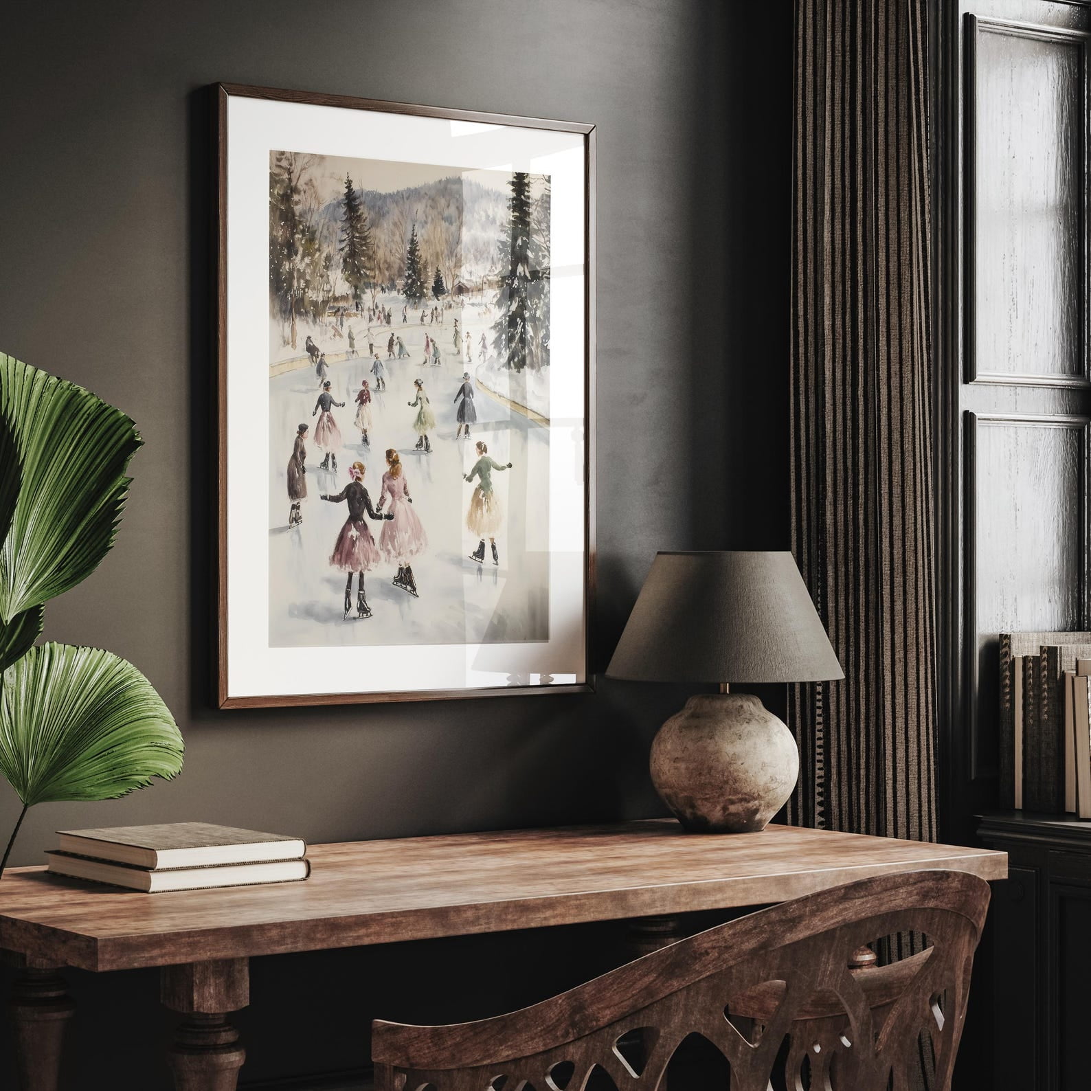 Victorian Ice Skating Print | Winter Wonderland PRINT Wall Art ...