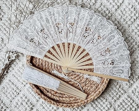 Victorian-Inspired Cotton Lace Wedding Folding Handheld Fan Vintage ...