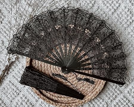 Victorian-Inspired Cotton Lace Wedding Folding Handheld Fan Vintage ...