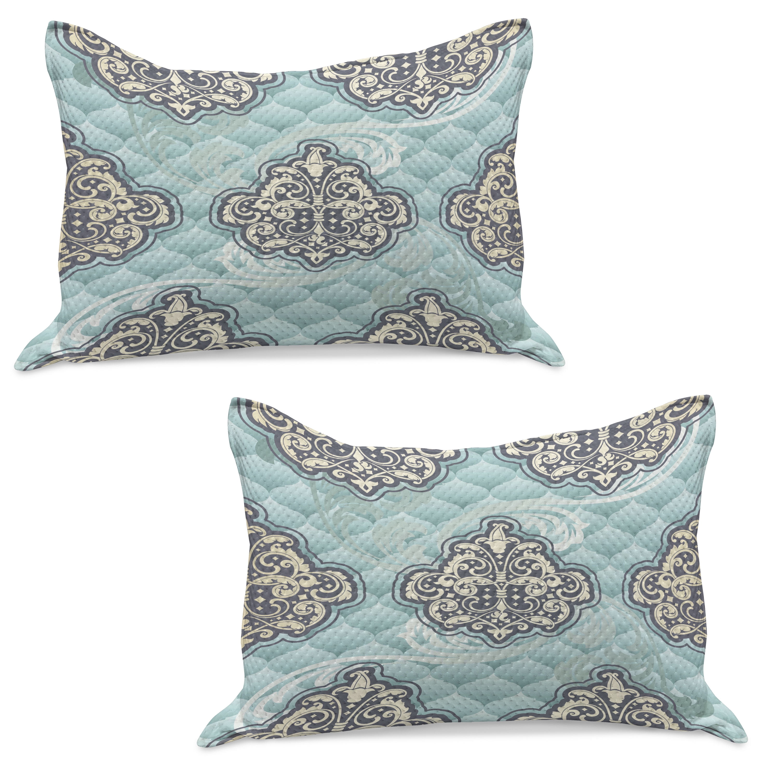 Victorian Knitted Quilt Pillowcover Set of 2, Rococo Style Design Tiles ...