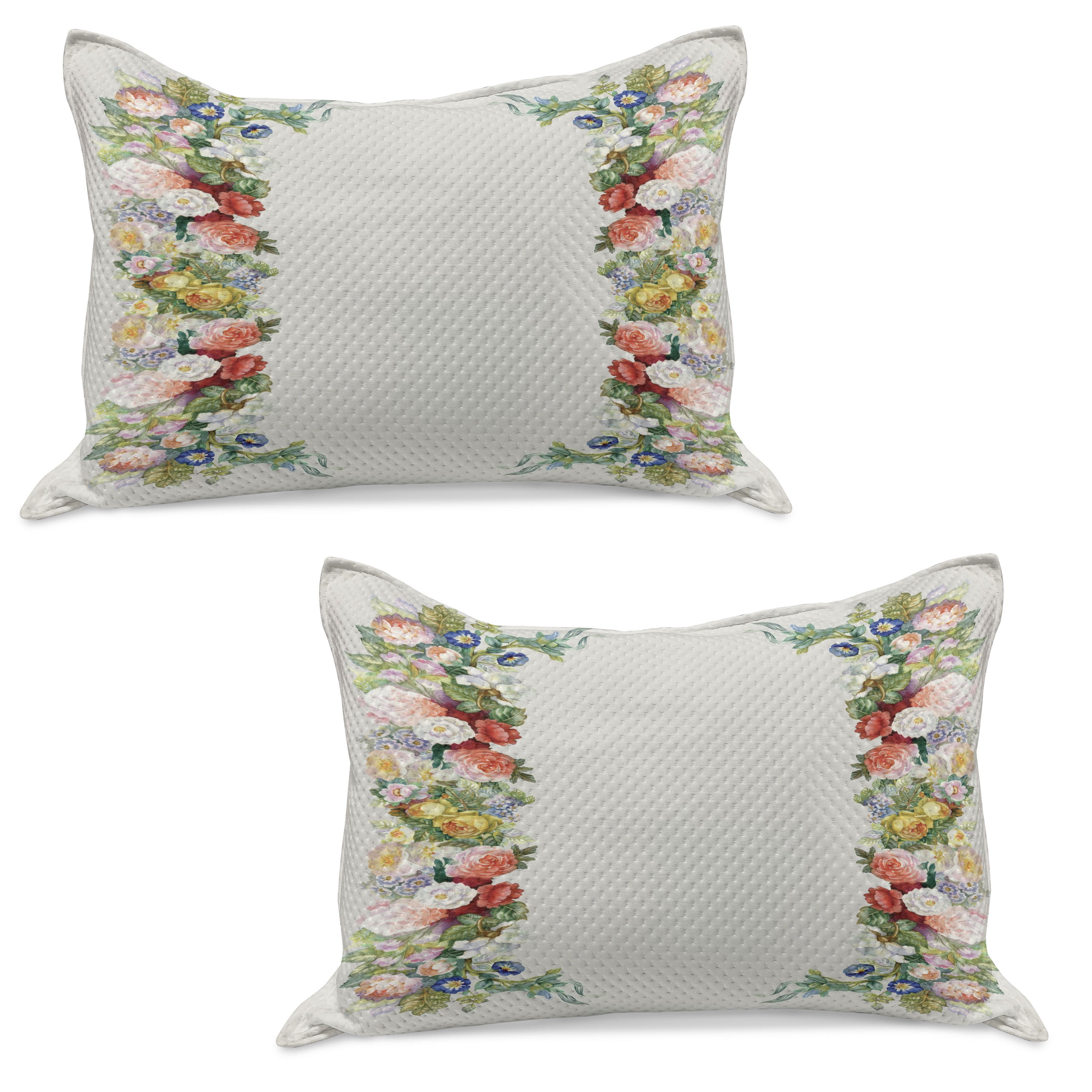 Victorian Knitted Quilt Pillowcover Set of 2, Rose Garland Pastel Tones ...