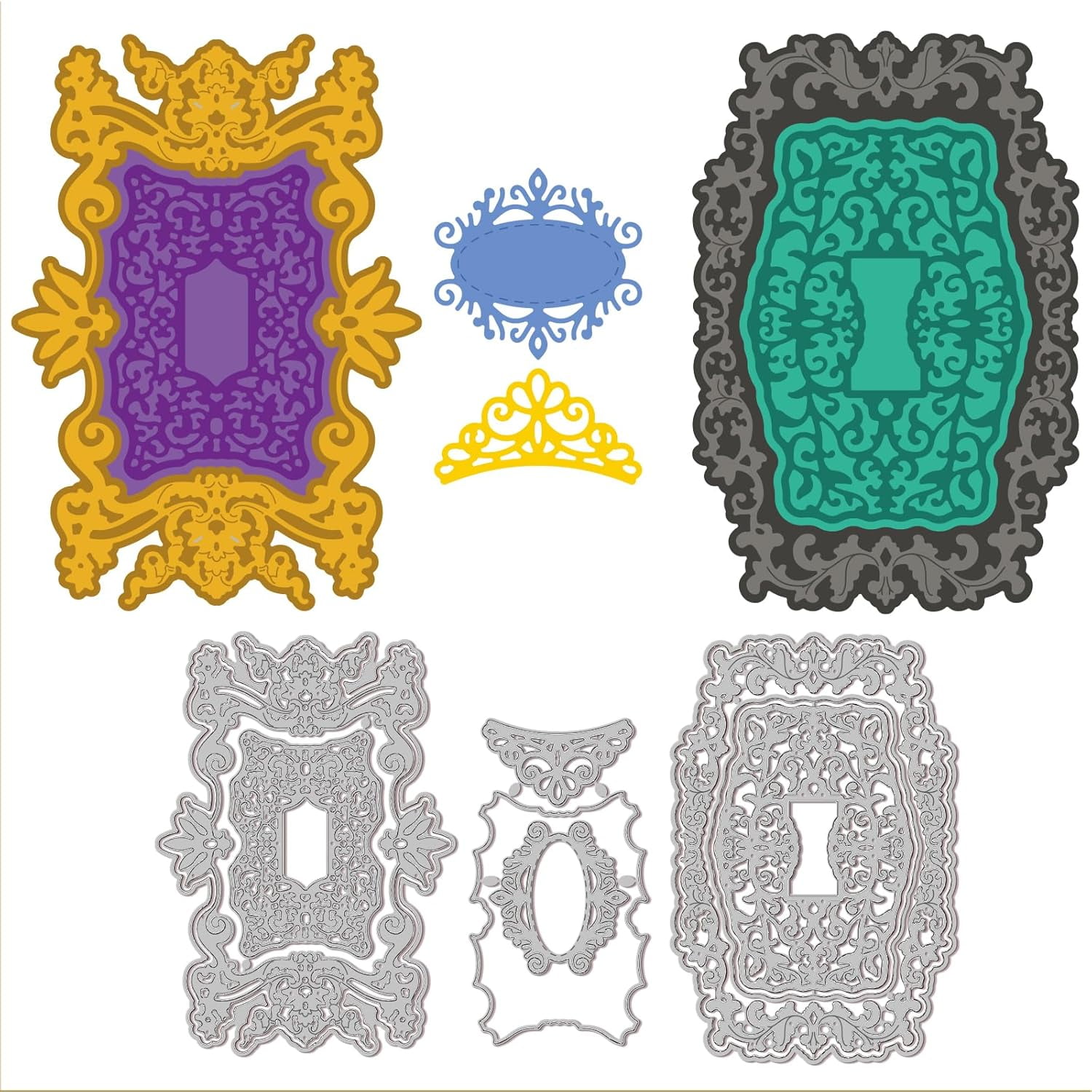 Victorian Lace Frame Cutting Dies Crown Die Cuts Label Template Stencil ...