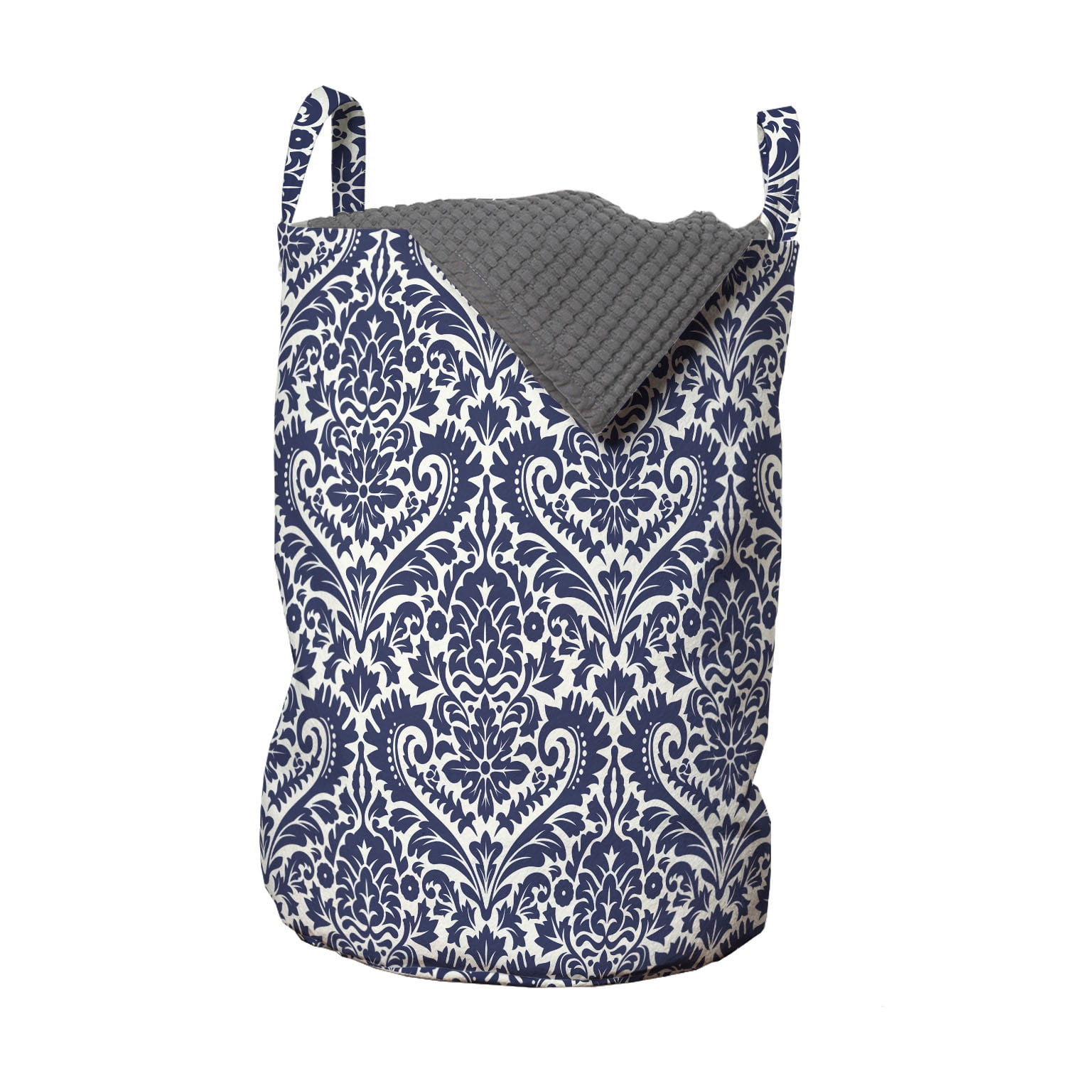 Victorian Laundry Bag, Baroque Damask Motif of Curved Flowers Rococo ...