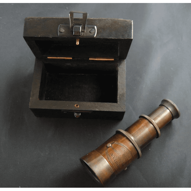 Victorian Marine Mini Telescope Spyglass Antiqued Brass In Wooden Box ...