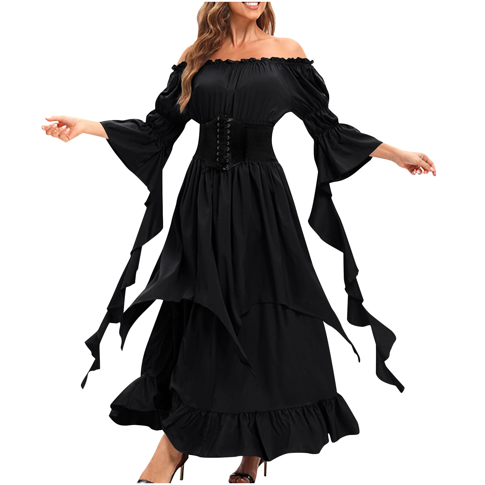 Victorian Medieval Dress for Women Pirate Peasant Dress Goth Batwing ...