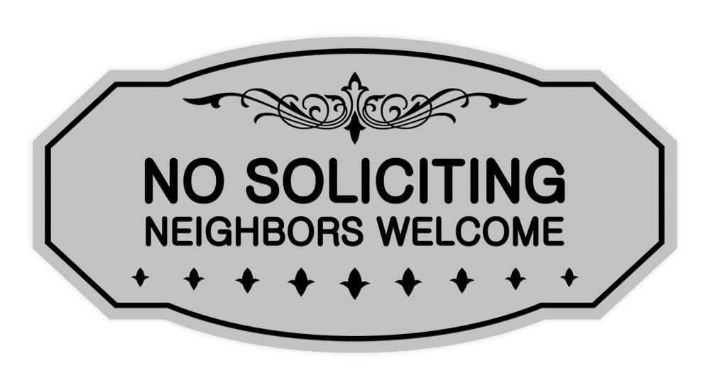 Victorian No Soliciting Neighbors Welcome Sign (Lt Gray) - Small 3" X 6 ...
