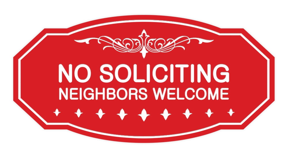 Victorian No Soliciting Neighbors Welcome Sign (Red) - Large 5" X 10 ...