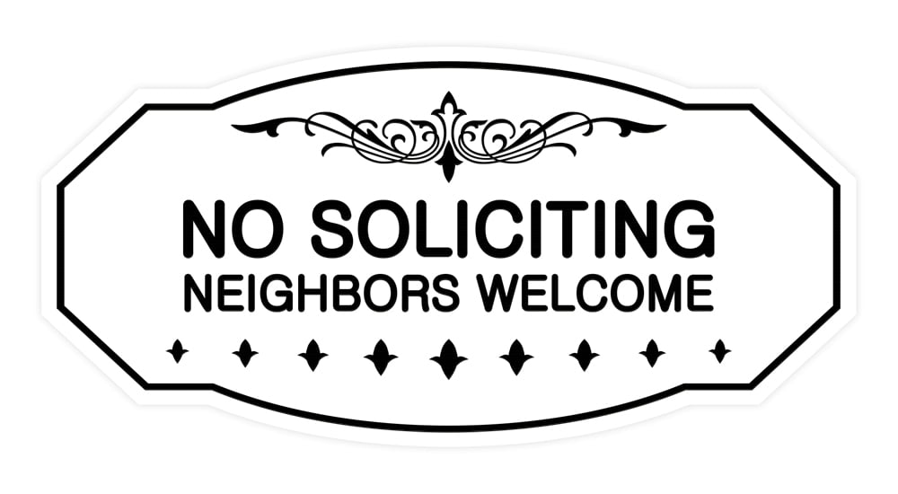 Victorian No Soliciting Neighbors Welcome Sign (White) - Small 3" X 6 ...