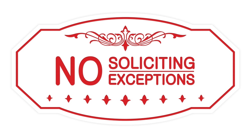 Victorian No Soliciting No Exceptions Sign (White/Red) - Large 5" X 10 ...