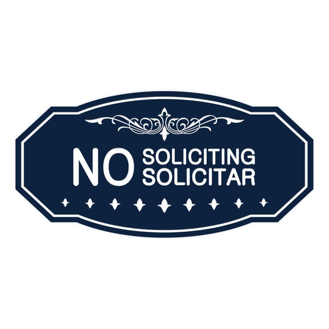 Victorian No Soliciting No Solicitar Sign (Navy Blue / White) - Large 5 ...