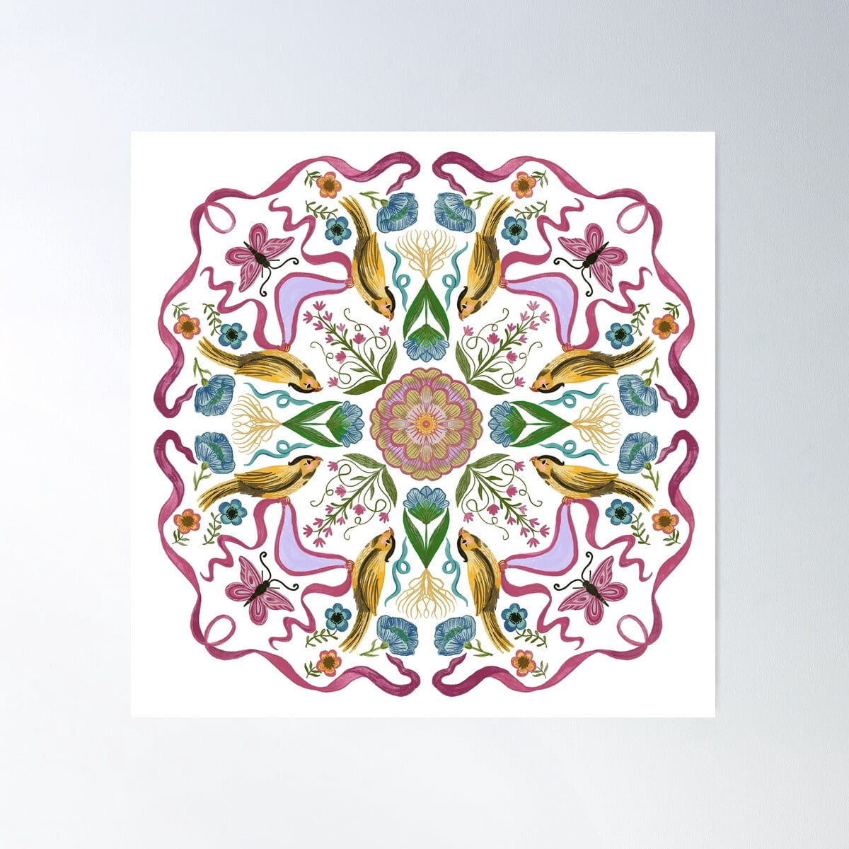 Victorian Pattern Inspired By William Morris - Ornate Bird And Floral ...