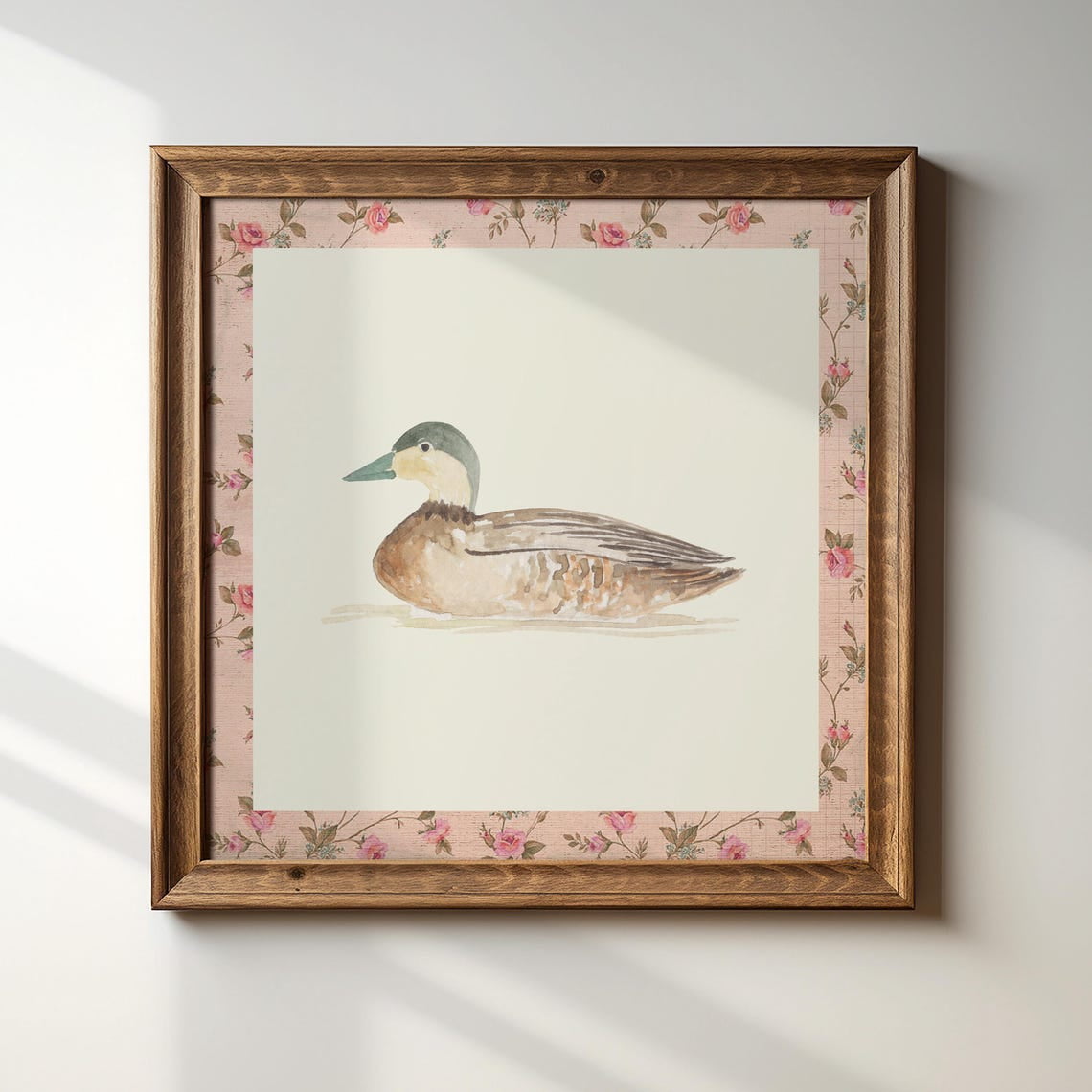Victorian Pink Swimming Mallard Duck Print, Instant Trendy Decor ...