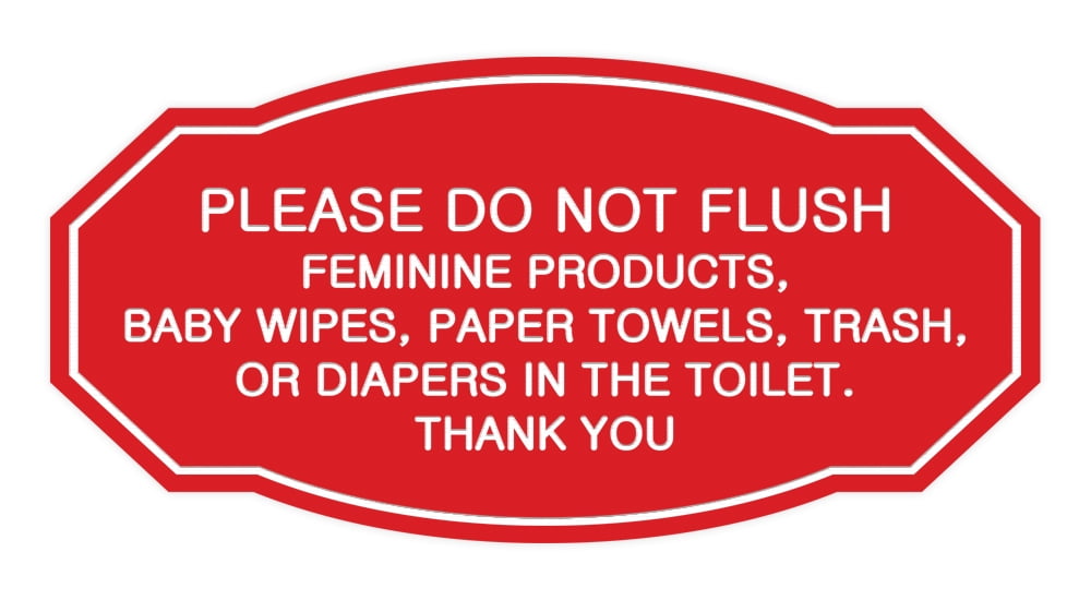 Victorian Please Do Not Flush Etiquette Sign (Red) - Medium 4" X 8 ...