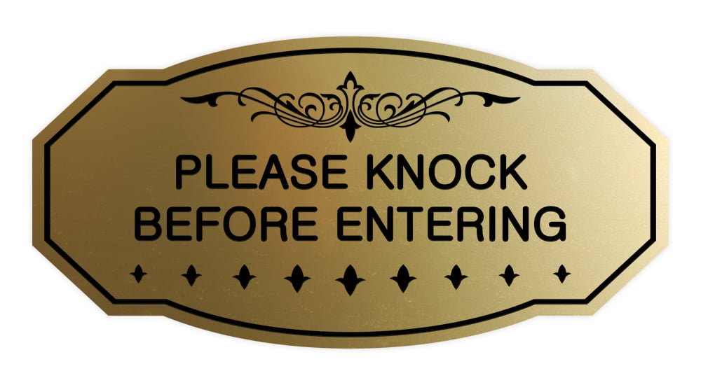 Victorian Please Knock Before Entering Sign (Brushed Gold) - Small 3" X ...