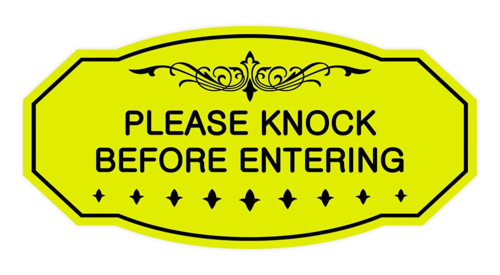 Victorian Please Knock Before Entering Sign (Yellow / Black) - Large 5 ...