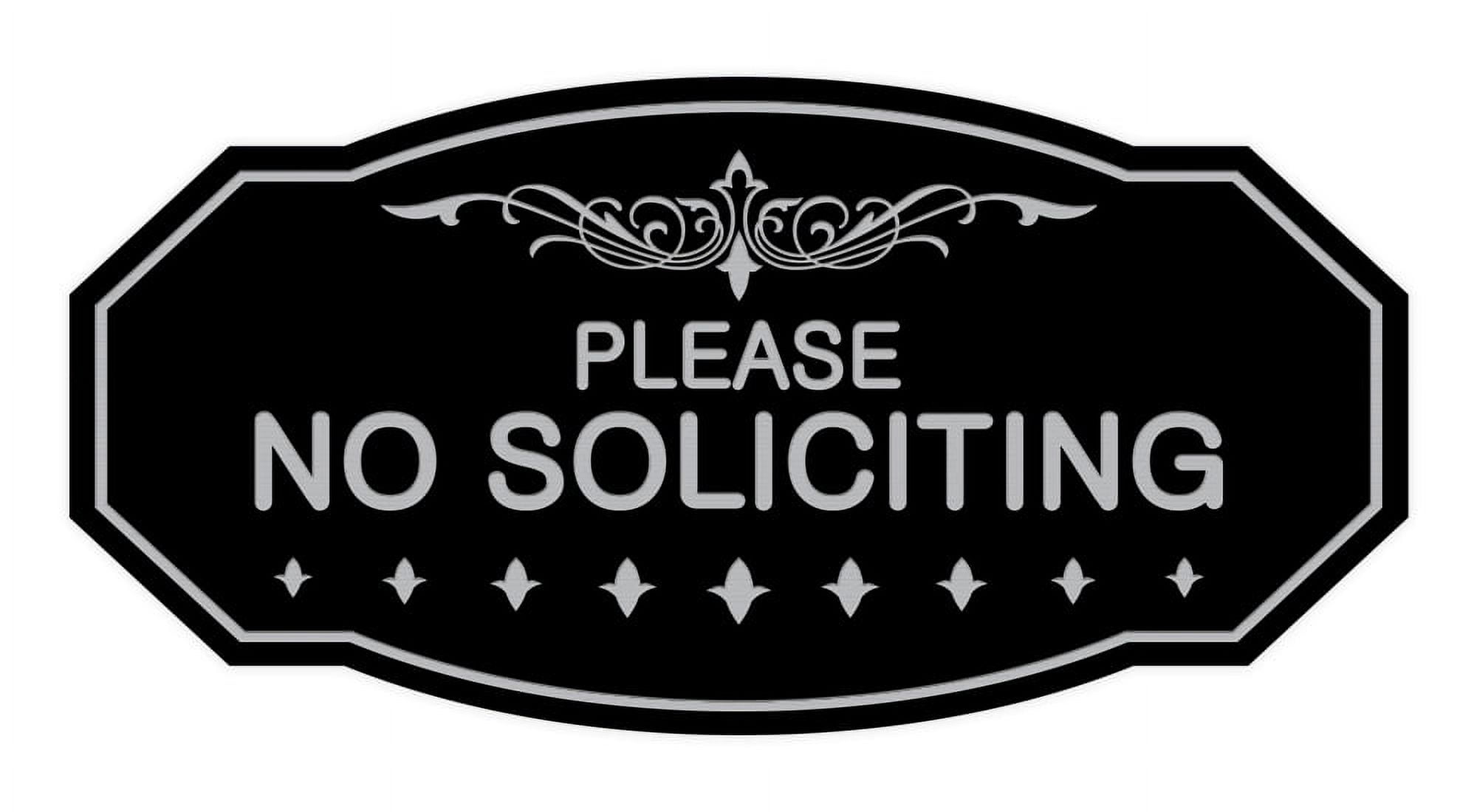 Victorian Please No Soliciting Sign (Black / Silver) - Small 3" X 6 ...