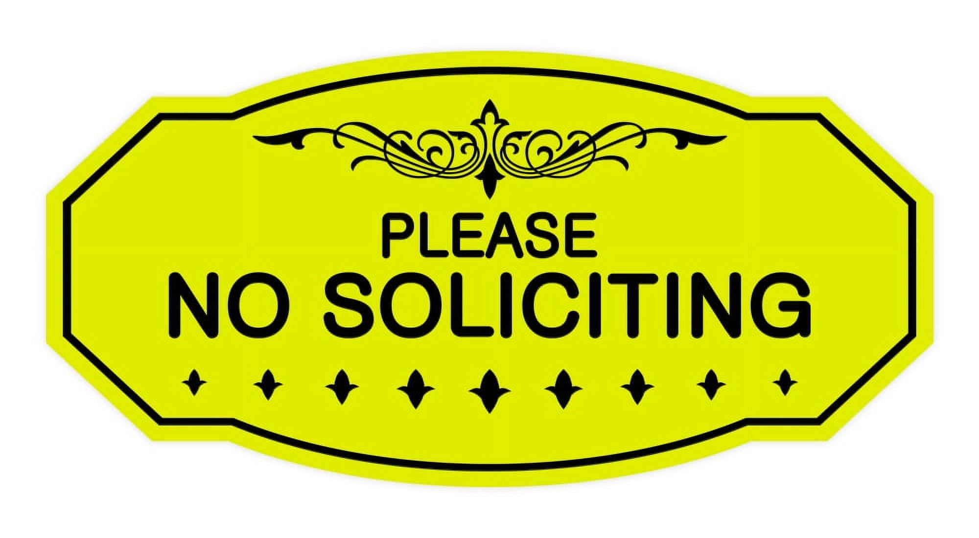 Victorian Please No Soliciting Sign (Yellow / Black) - Small 3" X 6 ...