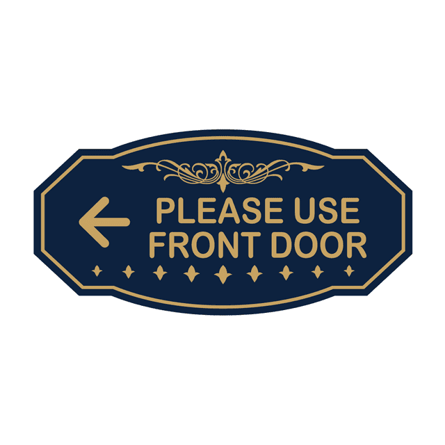 Victorian Please Use Front Door Sign (Navy Blue/Gold) - Small - Walmart.com