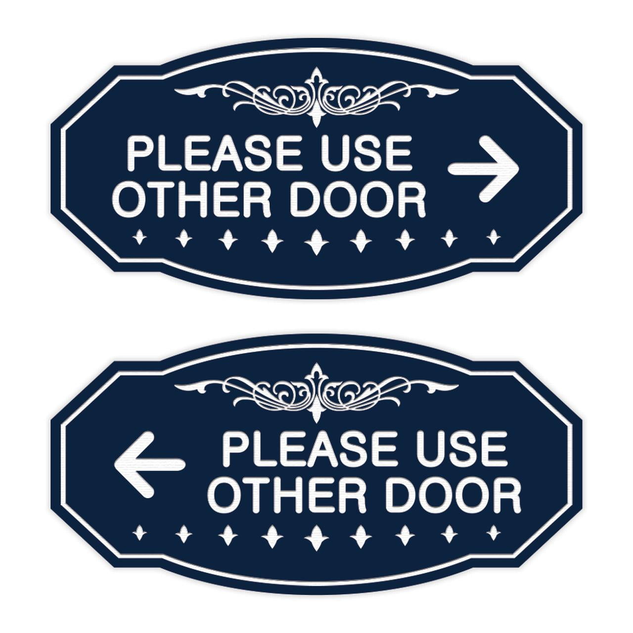 Victorian Please Use Other Door Sign Set (Navy Blue / White) - Large 5 ...