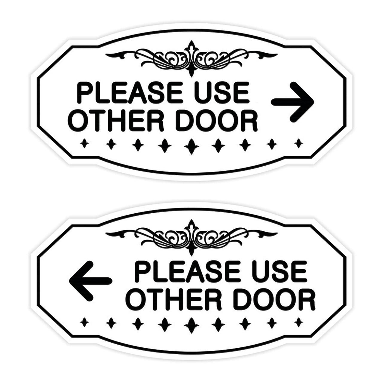 Victorian Please Use Other Door Sign Set (White) - Small 3" X 6 ...