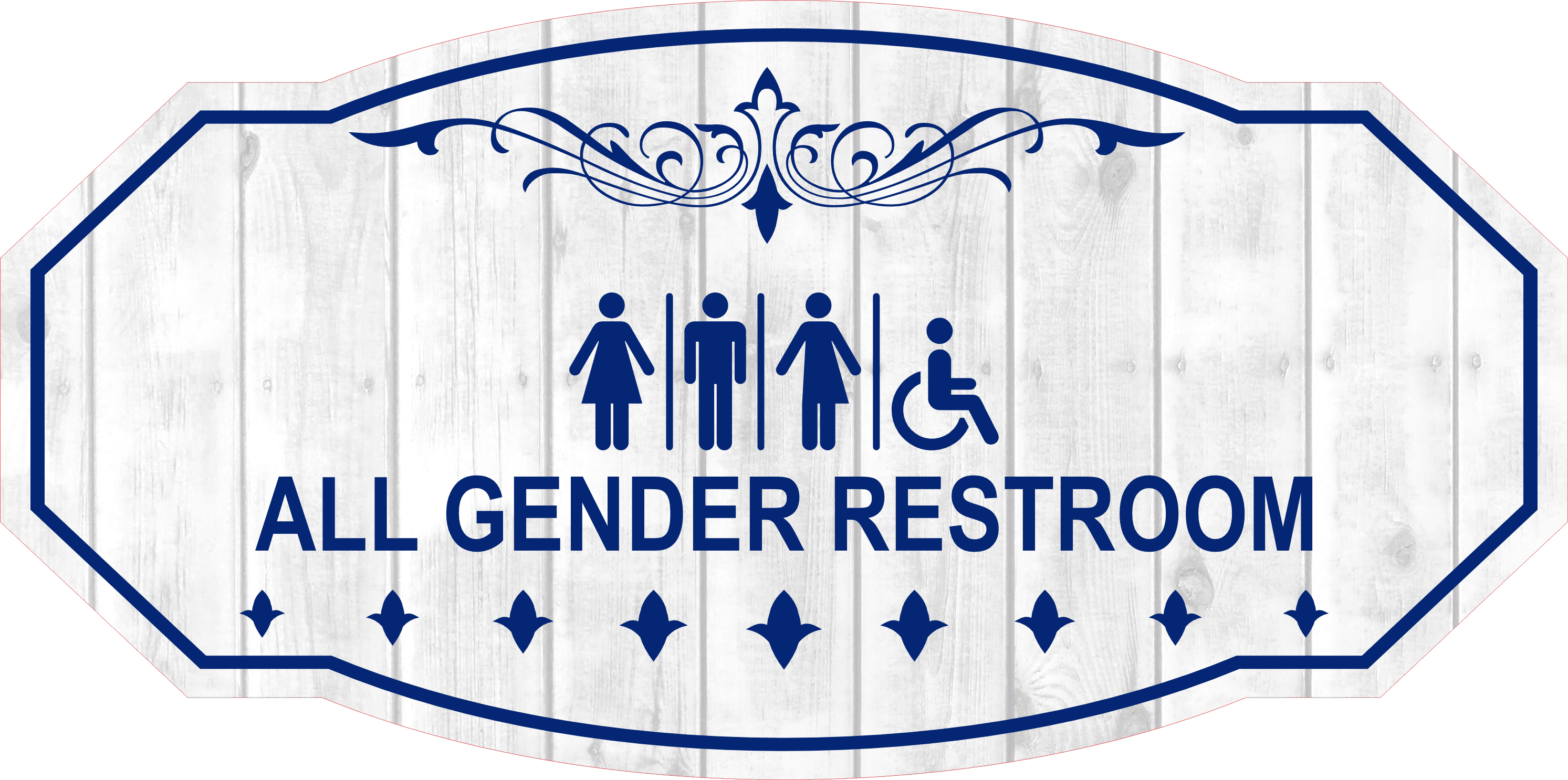 Victorian Plus All Gender Restroom Wall or Door Sign Easy Installation ...