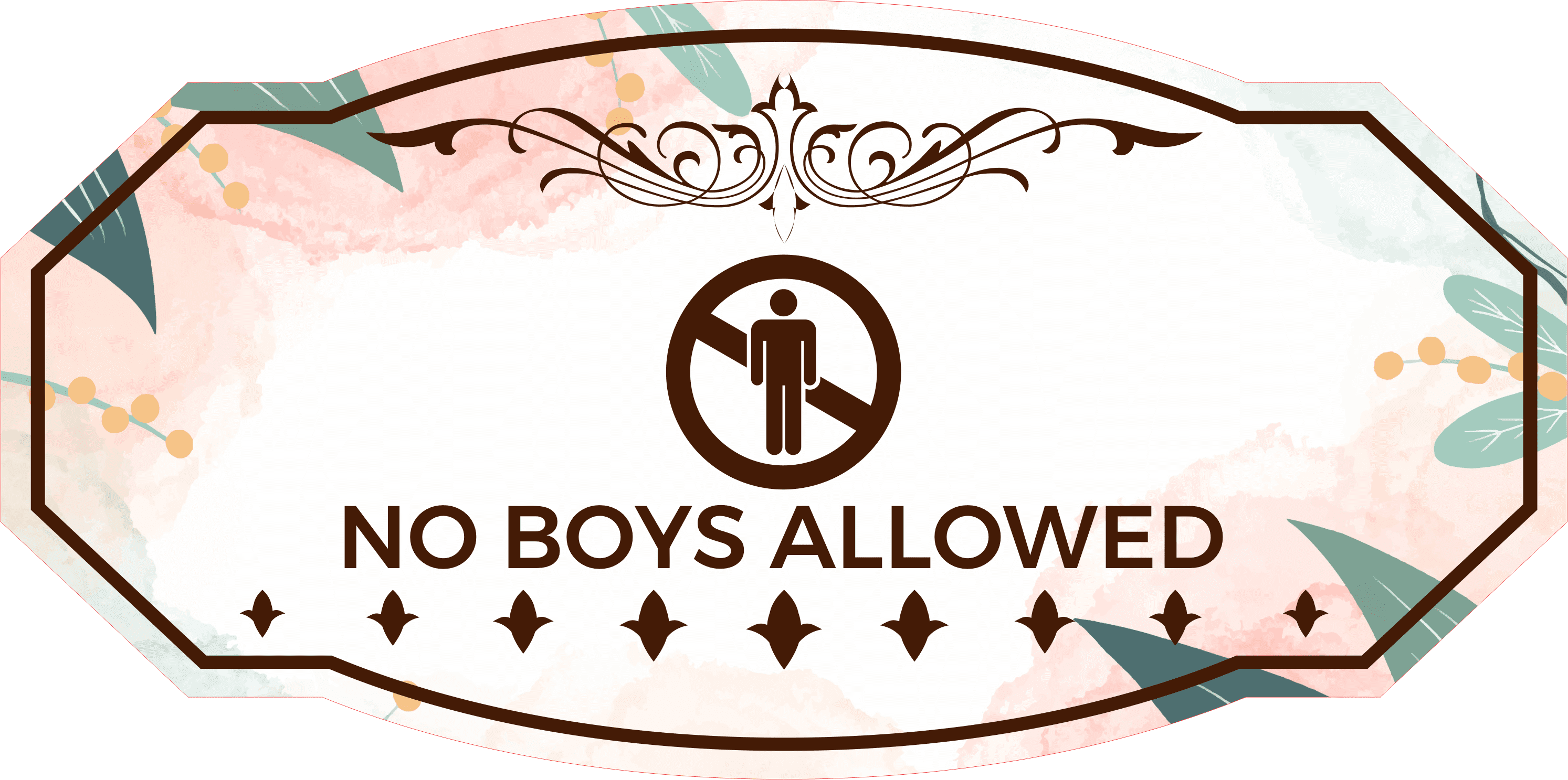 Victorian Plus No Boys Allowed Door or Wall Sign | Colorful Business ...