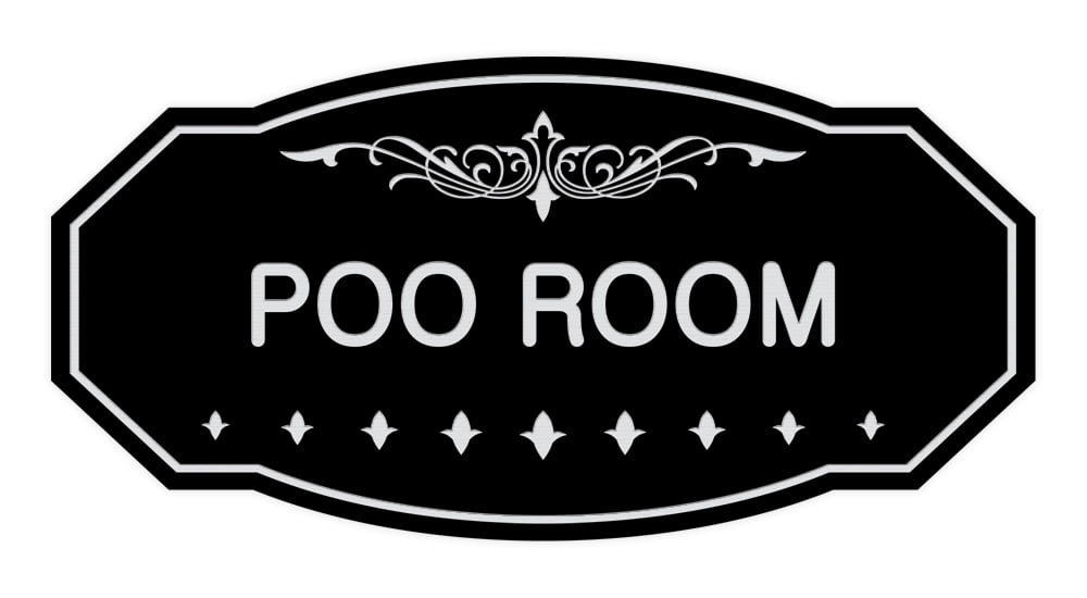 Victorian Poo Room Sign (Black / Silver) - Large 5" X 10" - Walmart ...