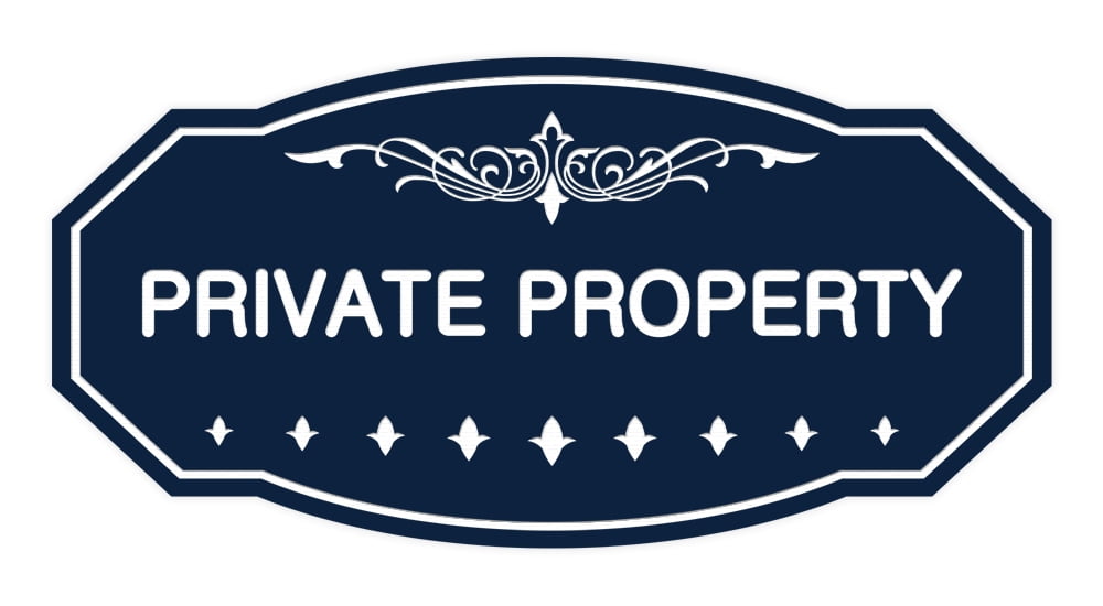 Victorian Private Property Sign (Navy Blue / White) - Small 3" X 6 ...