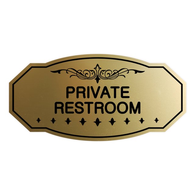 Victorian Private Restroom Sign (Brushed Gold) - Large 5" X 10 ...