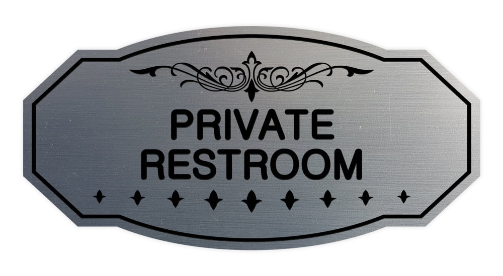 Victorian Private Restroom Sign (Brushed Silver) - Medium 4" X 8 ...