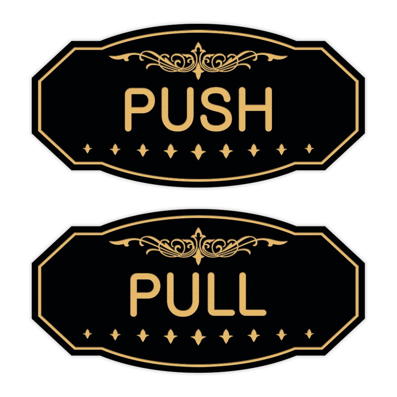Victorian Push Pull Sign Set (Black /Gold) - Small 3" X 6" - Walmart.com