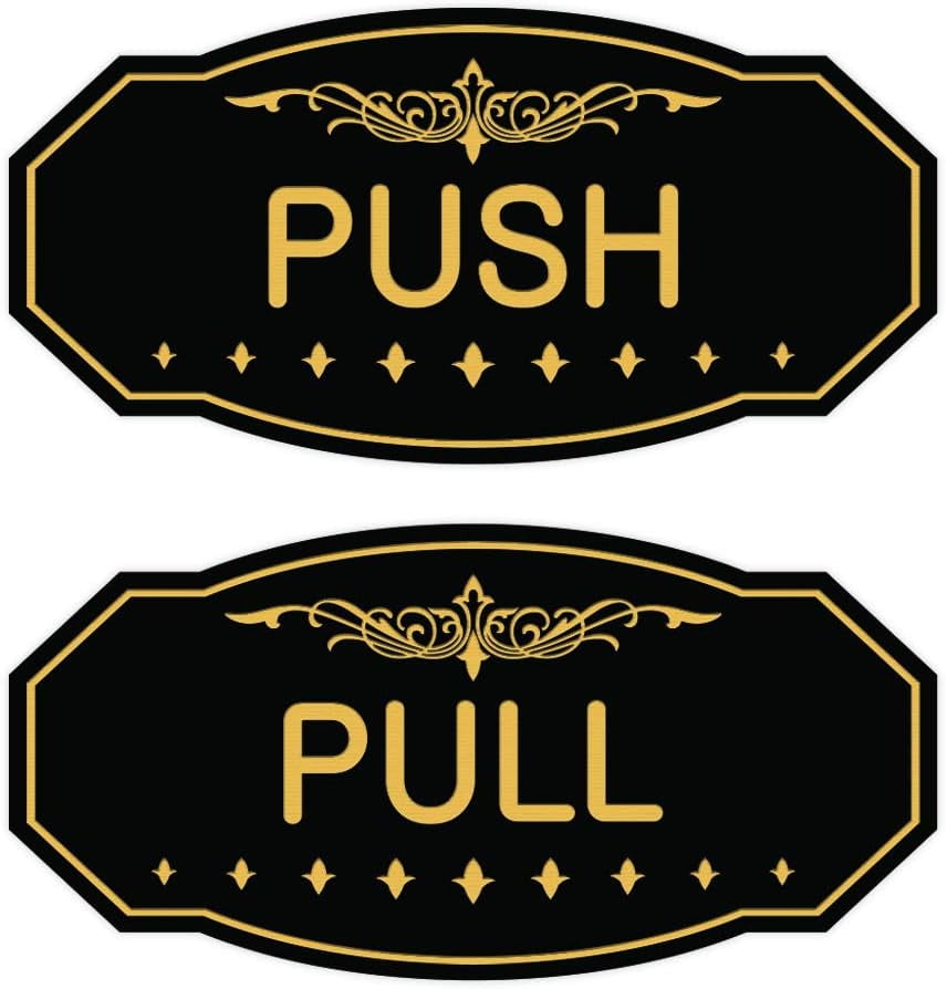 Victorian Push Pull Sign Set (Black/Gold) - Small - Walmart.com